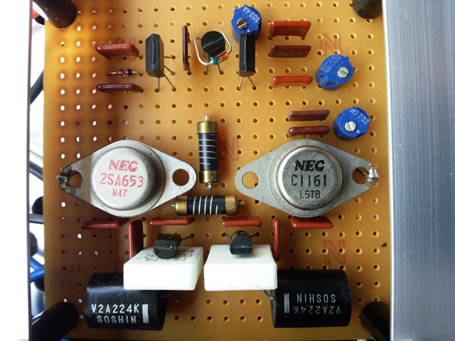 ・で、 終段に2SA627と2SD188を採用した個体の方も 、3kΩ＋10kΩの半固定抵抗に再修正
